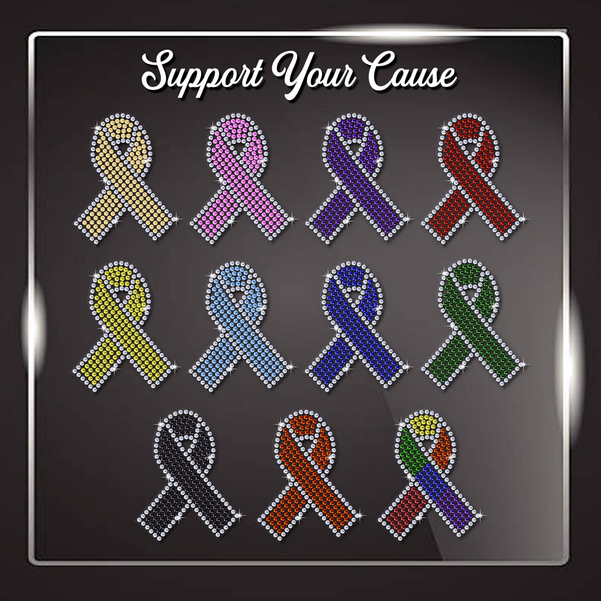 Rhinestone Glitter Decals - Awareness Ribbons – Tees and Things by HAC